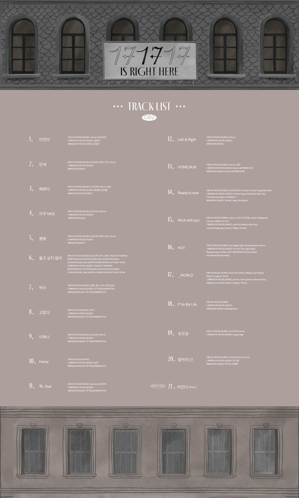 SEVENTEEN Reveals Full Tracklist for '17 IS RIGHT HERE' Best Album