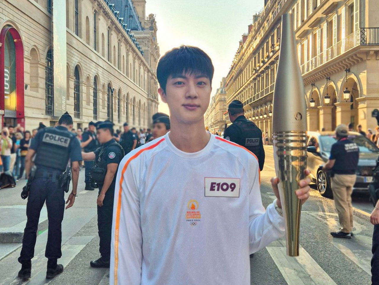 BTS Jin Participates in 2024 Paris Olympic Torch Relay