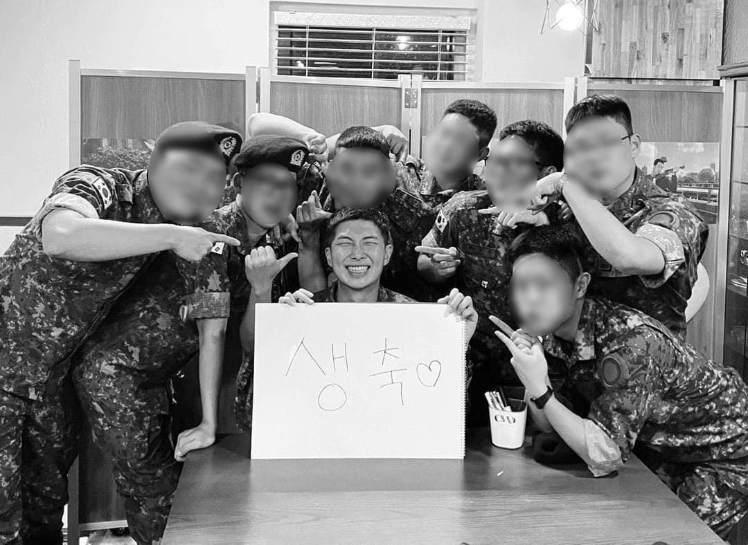 BTS RM Surprises with a Visit to His Birthday Cafe in Military Uniform