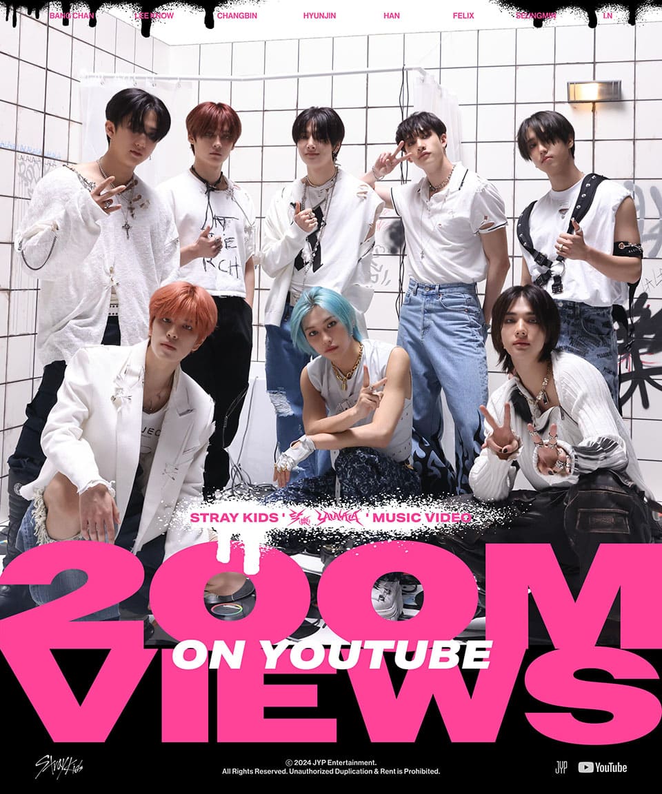 Stray Kids Break 200 Million Views with 'Rock (樂)' MV: A Record Sixth Milestone