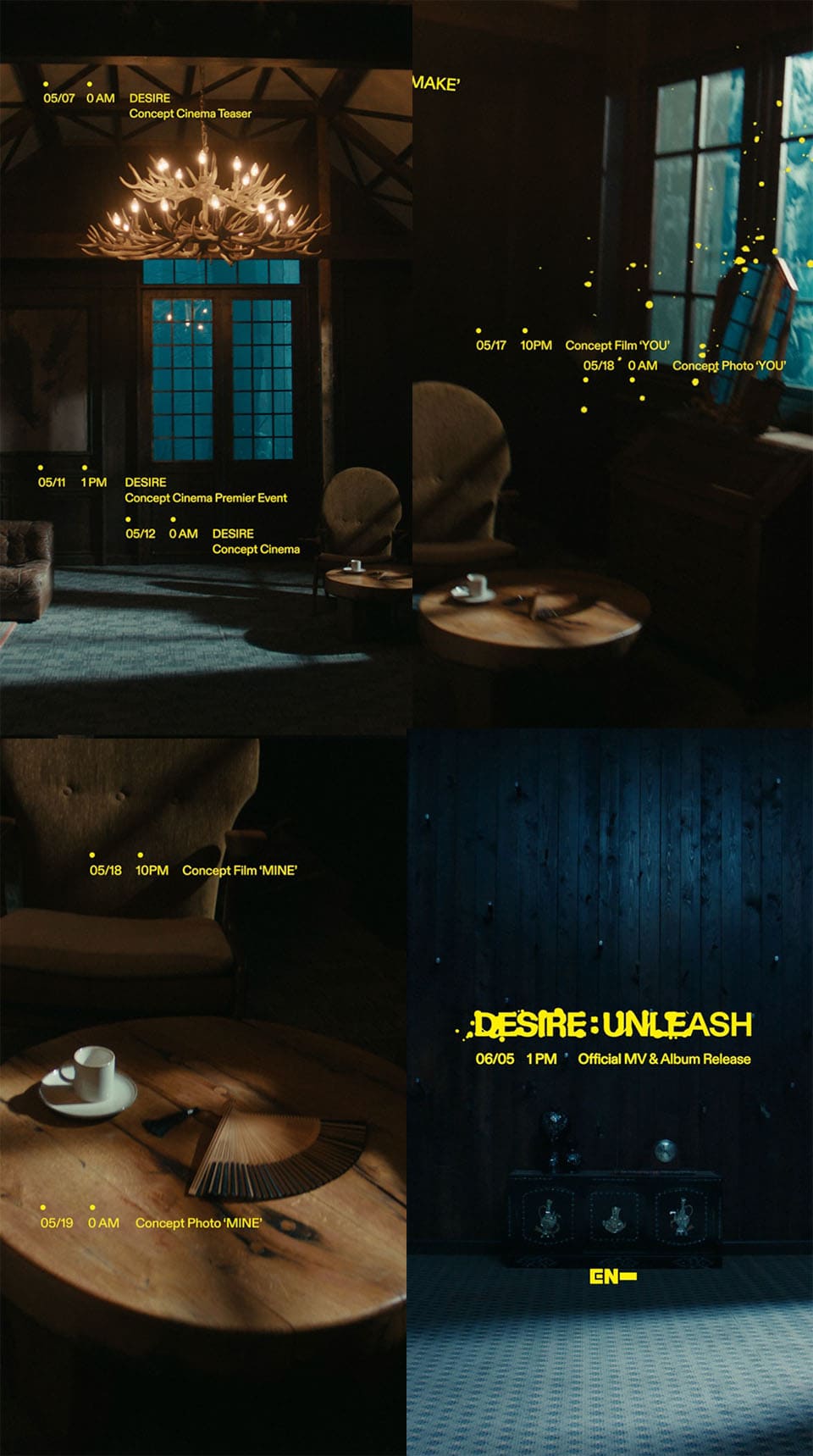 ENHYPEN Teases a Dark New Era With 'DESIRE : UNLEASH' Promotion Calendar