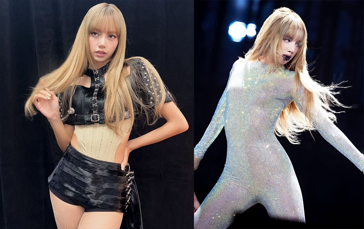 BLACKPINK Lisa Rocks Leather Crop Top & Fishnet Stockings—Queen of ...